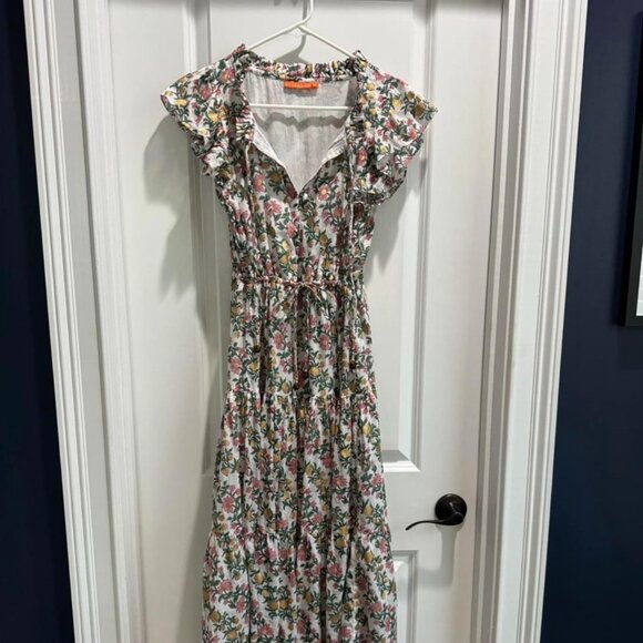 Oliphant | Dresses | Oliphant Cinched Flirty Midi Lupina Coral | Poshmark